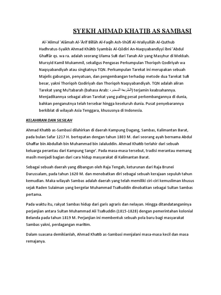 Syekh Ahmad Khatib As Sambasi | PDF