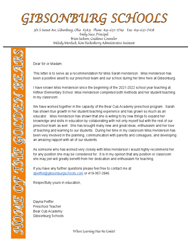 SH Letter of Rec | PDF