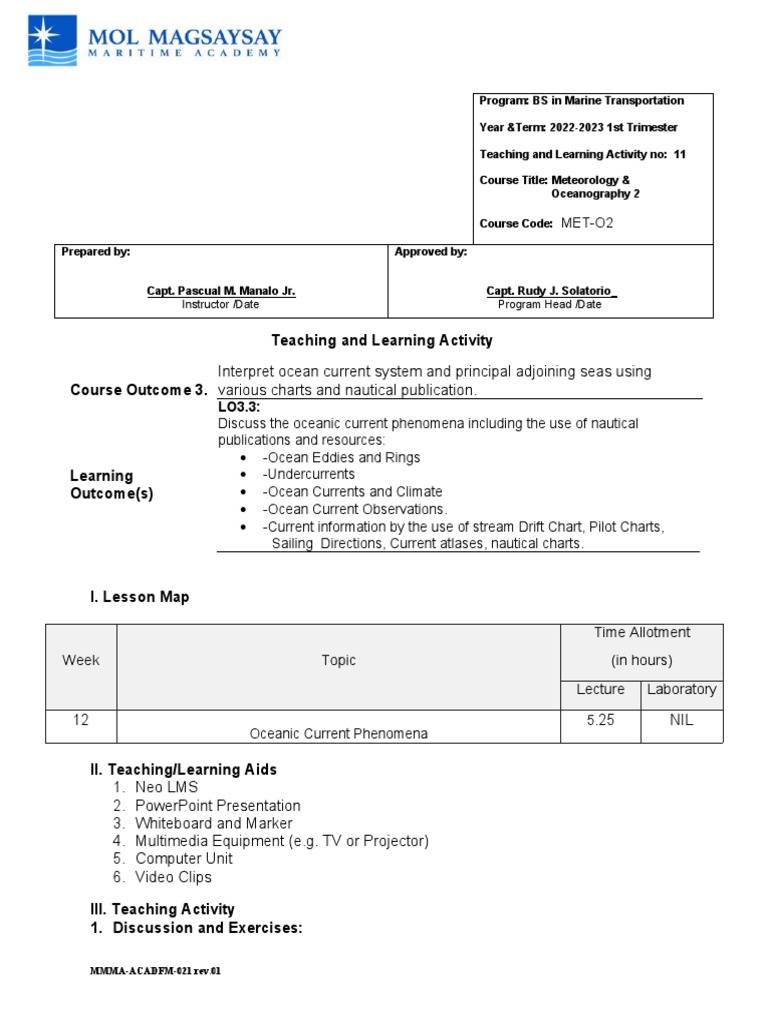WK 12-Learning Activity NO.11 | PDF | Earth Sciences | Oceanography