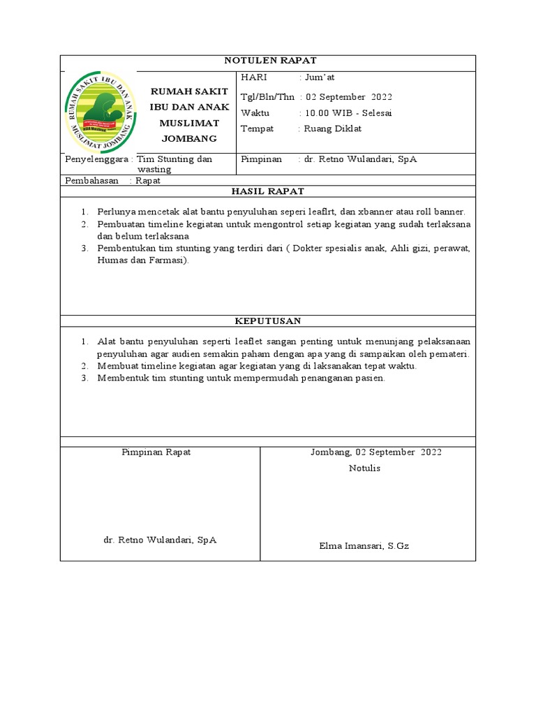 Notulen Stunting | PDF