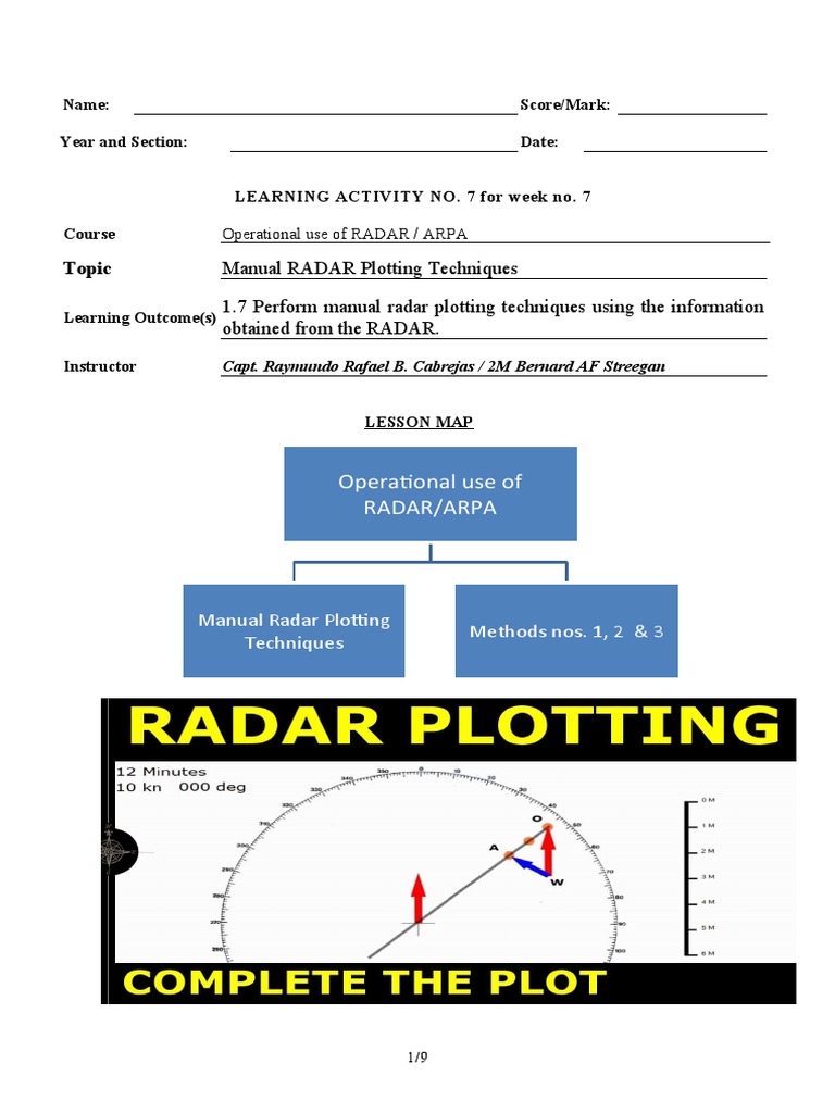 Learning Module NAV 5 Operational Use of RADAR ARPA LO No. 1.7 | PDF | Triangle | Radar
