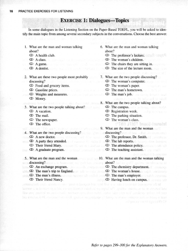 Soal Listening TOEFL (Latihan1) | PDF | Standardized Tests | Qualifications