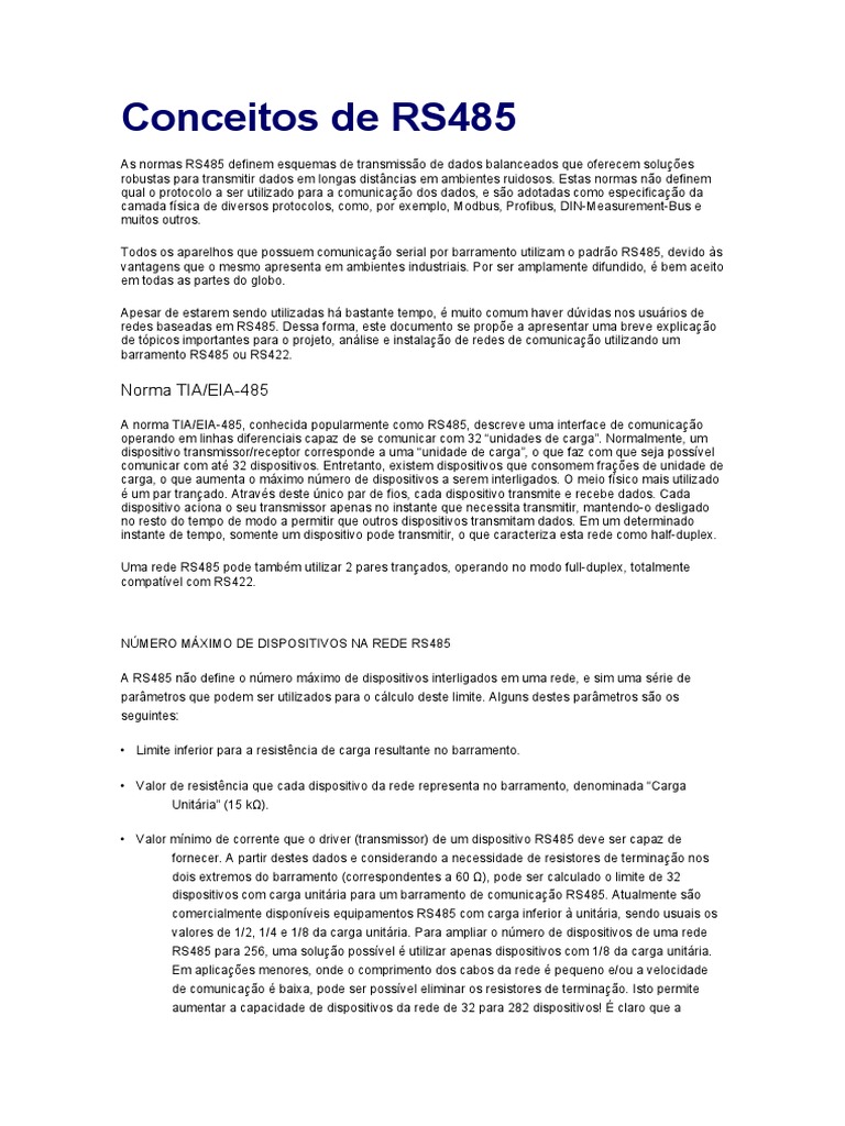 RS484 | PDF | Rede de computadores | Duplex (telecomunicações)