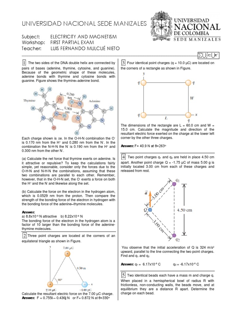 Taller Parcial 1 - Fisica Iii | PDF | Electron | Force
