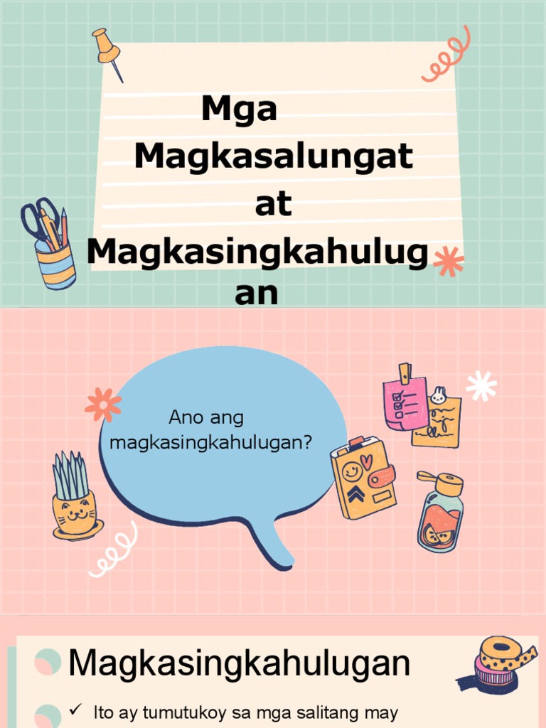 Magkasingkahulugan at Magkasalungat | PDF
