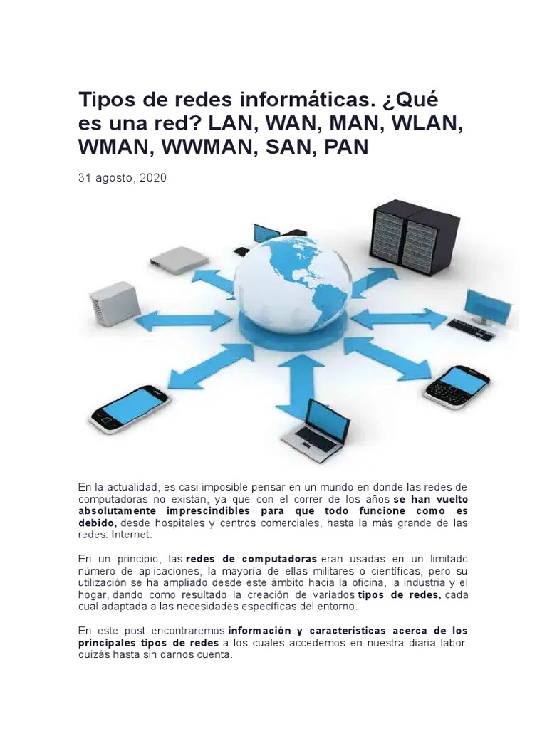 3_Tipos de redes informáticas | PDF | Red de computadoras | Red de área amplia