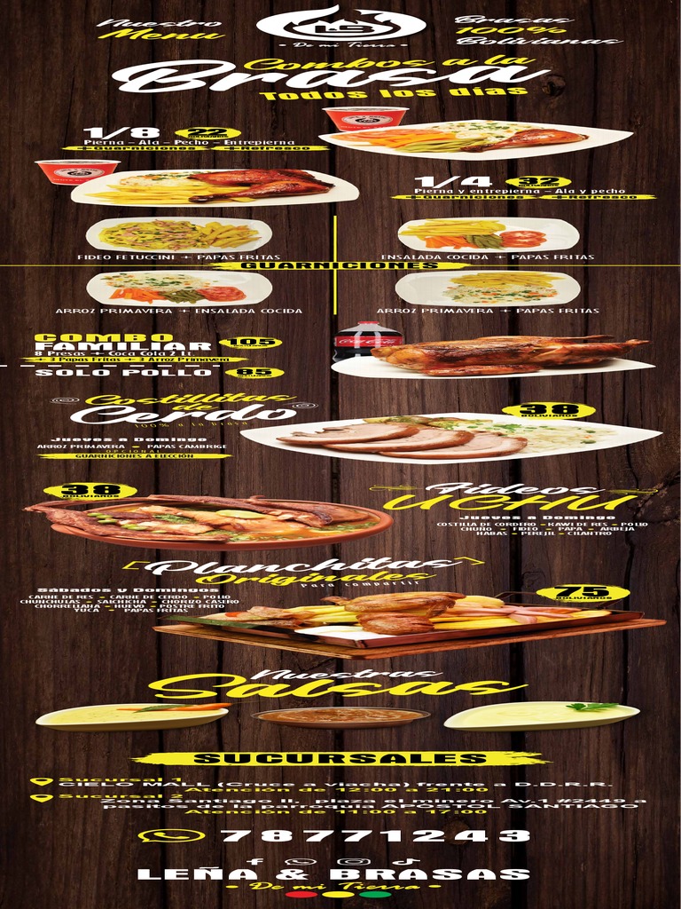 Menu Leñas y Brasas 2023-1 PDF | PDF | Productos animales | Carne