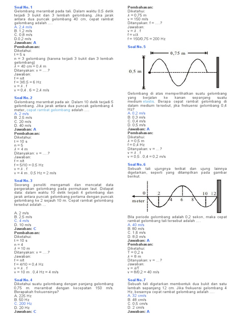 Soal Gelombang, Bunyi, Resonansi, Cermin SMP | PDF