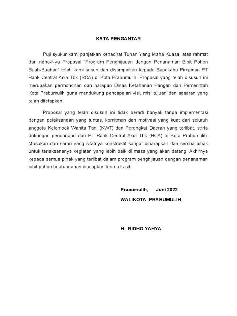 Contoh Proposal Bank Bca | PDF