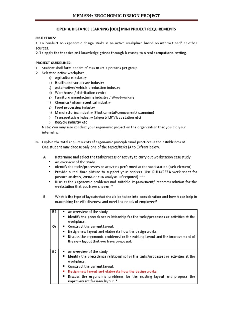 MEM634 ERGONOMIC DESIGN - ODL Project Reqr Apr 2022 | PDF | Human ...