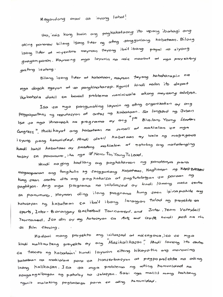 Talumpati para Sa Kalikasan Bilang Isang Lider NG SK | PDF