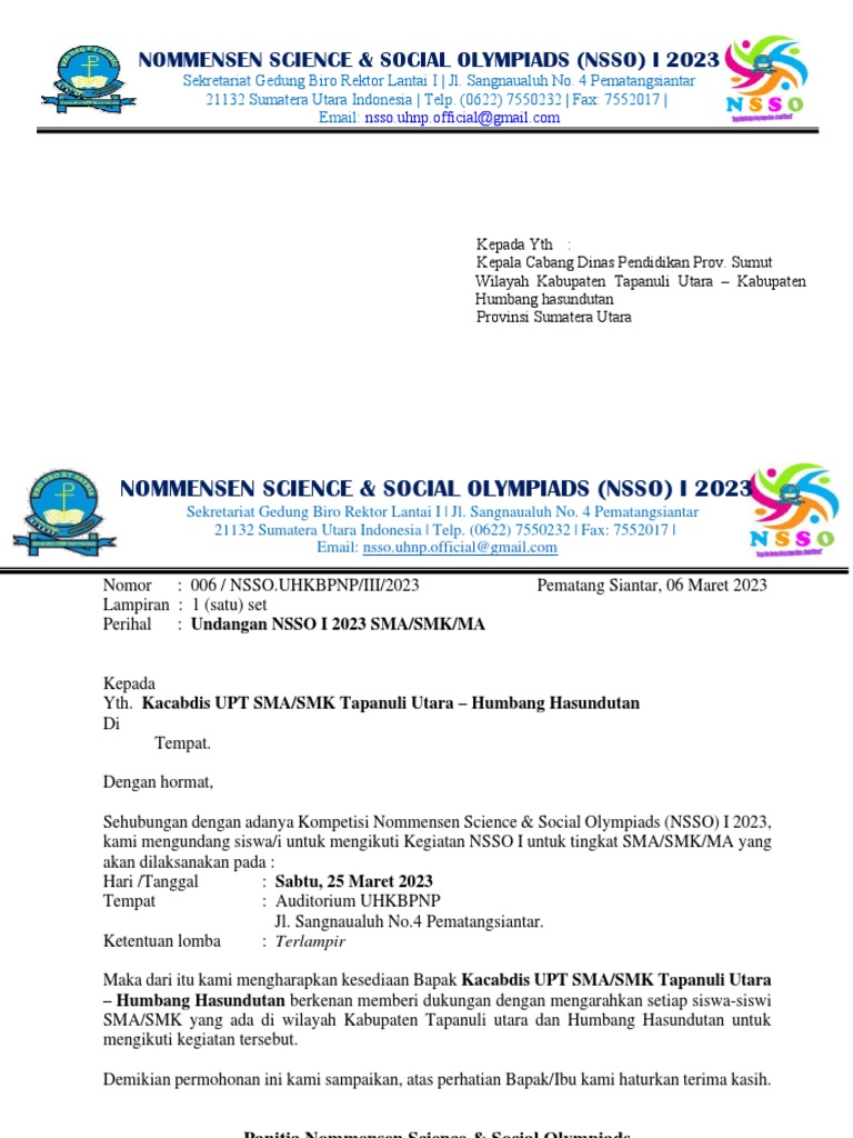 Undangan NSSO I 2023 untuk SMA/SMK | PDF | Teknologi & Rekayasa