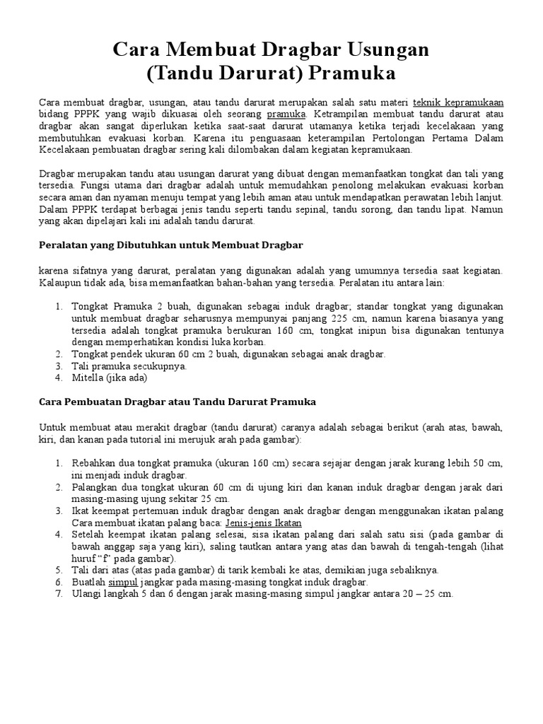 Membuat Tandu Darurat Pramuka | PDF