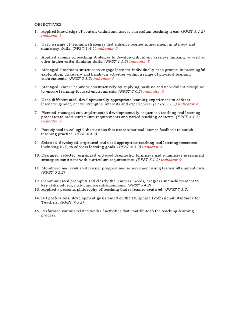 Objectives Rpms | PDF