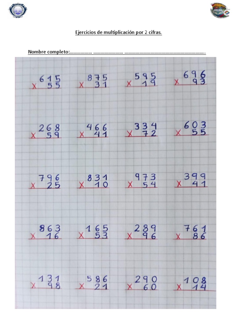 Ejercicios de Multiplicación PDF | PDF