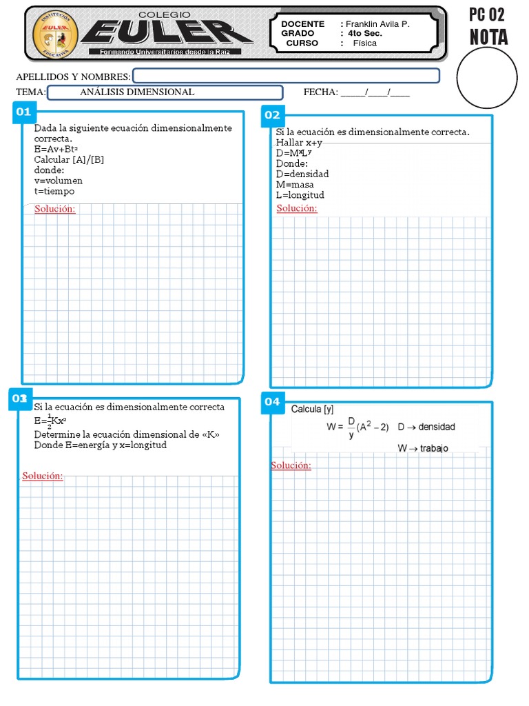4to Sec Ib Pc02 Análisis Dimensional | PDF
