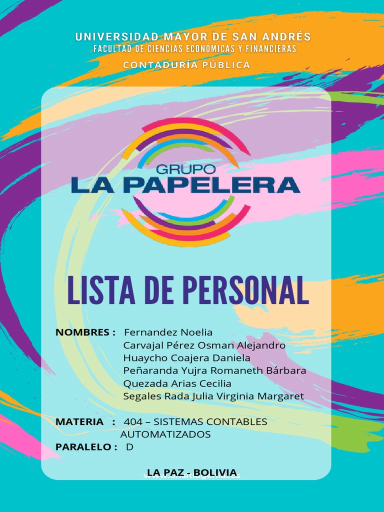 Lista de Personal - La Papelera S.A. | PDF | Servicios financieros | Contabilidad