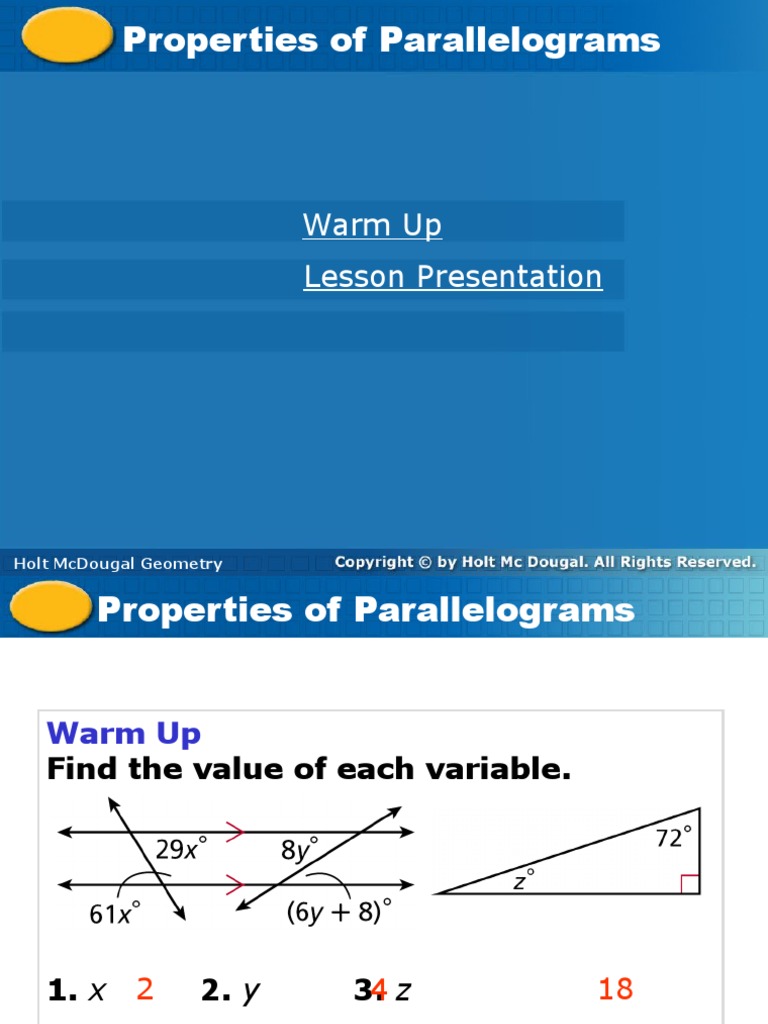 Properties of Parallelograms For Students | PDF | Vertex (Graph Theory ...