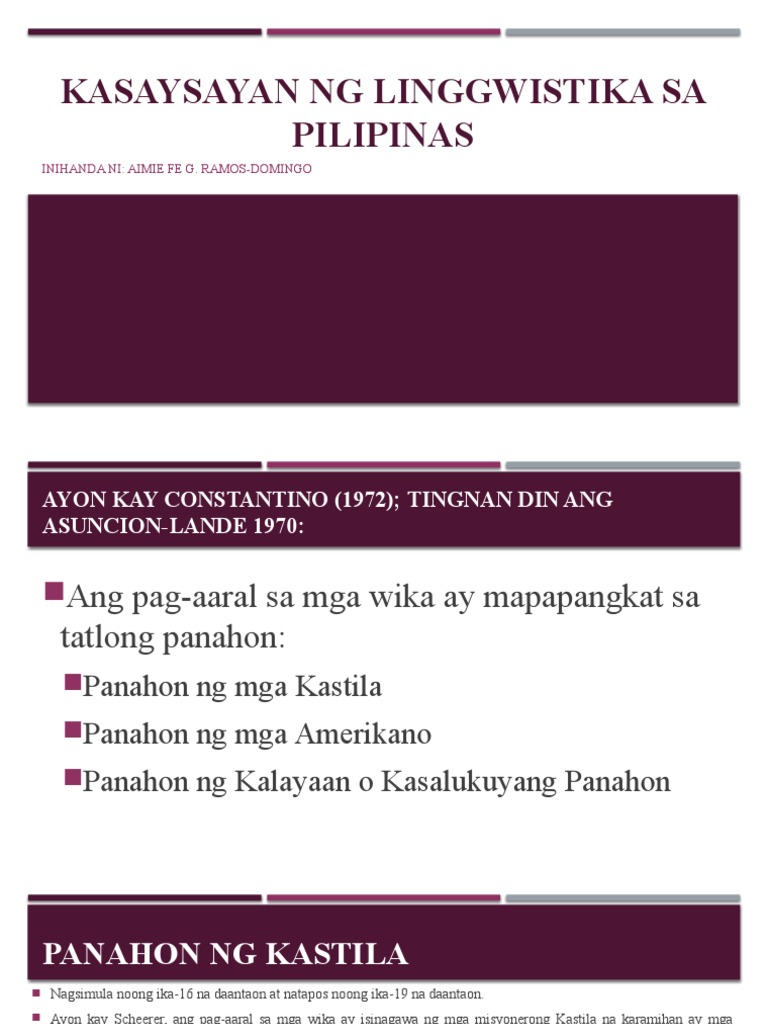 Kasaysayan NG Linggwistika Sa Pilipinas | PDF