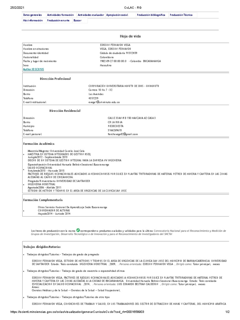 Cómo descargar CvLAC en PDF | PDF