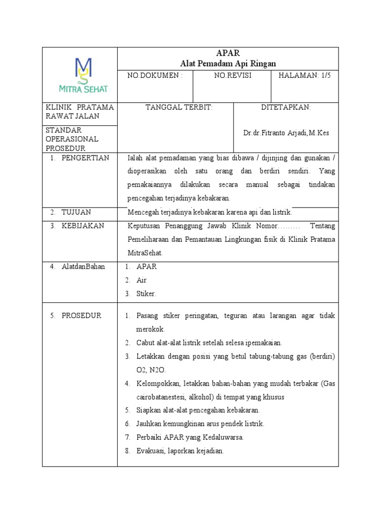 Sop Apar Mitra Sehat | PDF