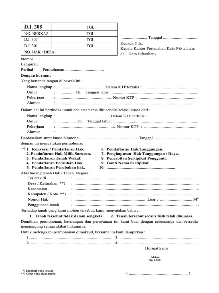 Blangko Permohonan PDF | PDF