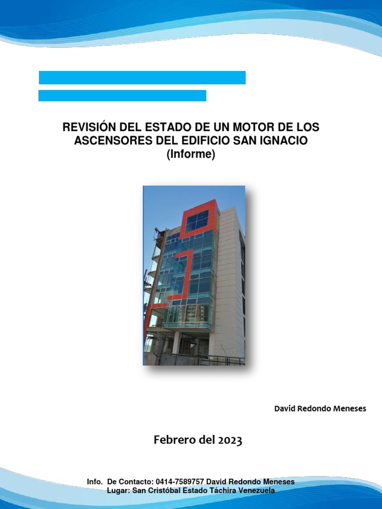 informe evaluacion de ascensor.pdf | PDF | Cantidades fisicas | Ingenieria Eléctrica