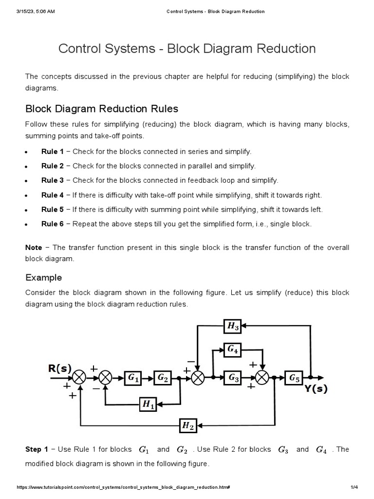 Control Systems - Block Diagram Reduction Midsem Question PDF | PDF ...