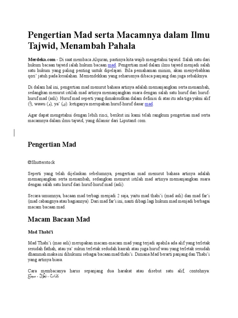 Mad Thabi I Dengan Huruf Alif | PDF