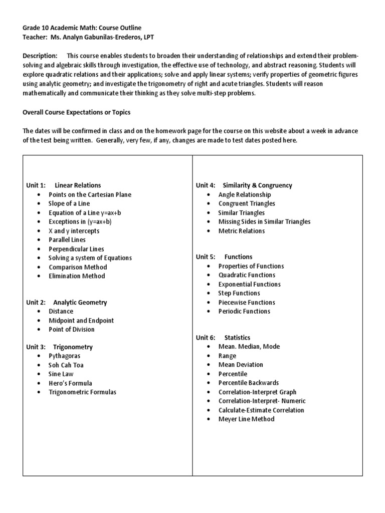 Academic Math-Syllabus PDF | PDF | Line (Geometry) | Geometry