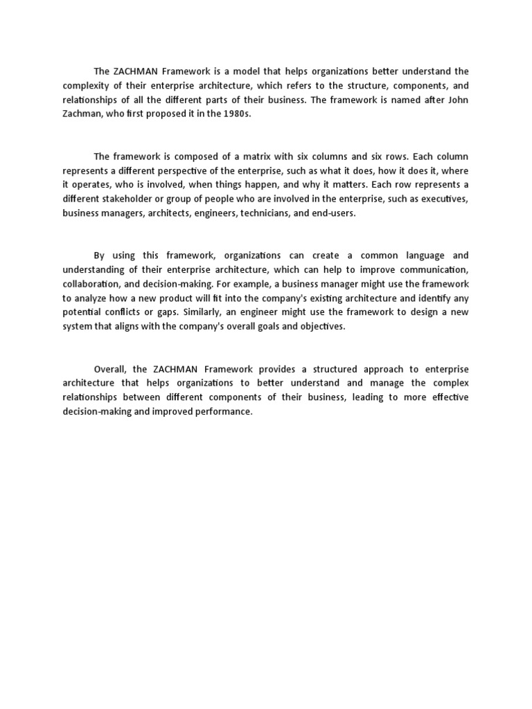 ZACHMAN Framework | PDF | Business