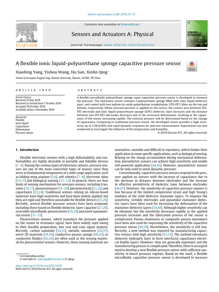 A Flexible Ionic Liquid-Polyurethane Sponge Capacitive Pressure Sensor ... A Flexible Ionic Liquid-Polyurethane Sponge Capacitive Pressure Sensor ...