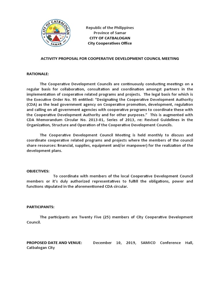 Cooperative Development Council Meeting Proposal | PDF | Government ...