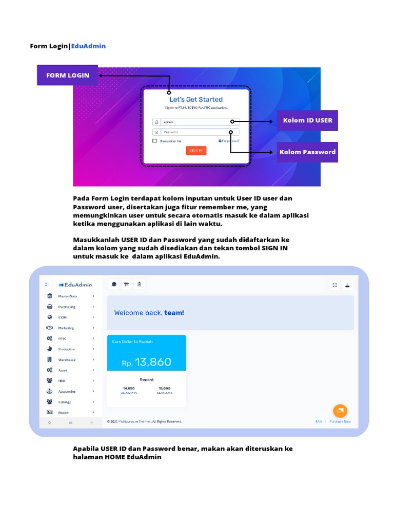 EduAdmin: Login & Master Data | PDF