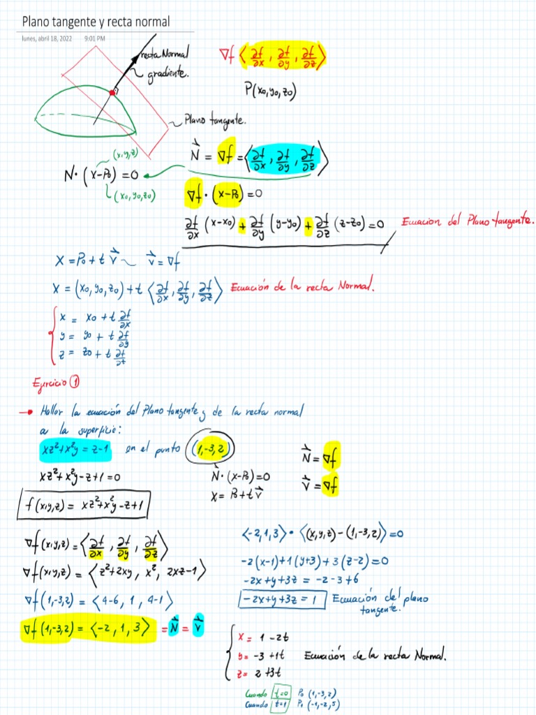 Plano Tangente y Recta Normal | PDF Plano Tangente y Recta Normal | PDF