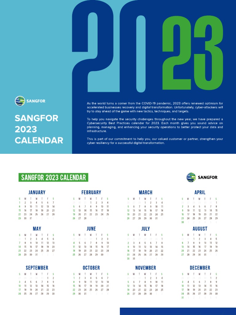 Sangfor Cybersecurity Hygiene Calendar 2023 | PDF