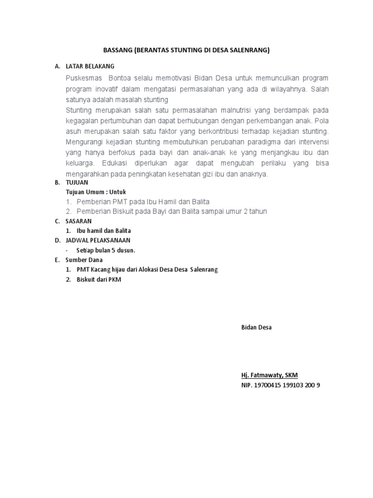 Program Inovasi BASSANG (STUNTING) | PDF | Kesehatan Holistik