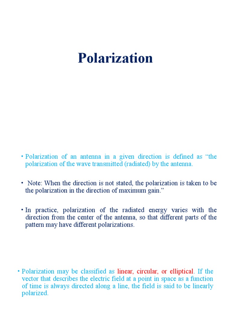 Polarization - Concept and Problems | PDF | Polarization (Waves) | Antenna (Radio)