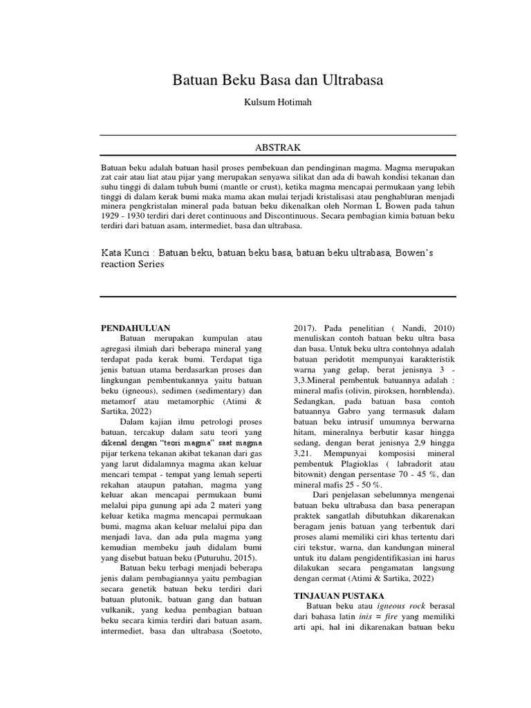 Batuan Beku Basa Dan Ultrabasa | PDF