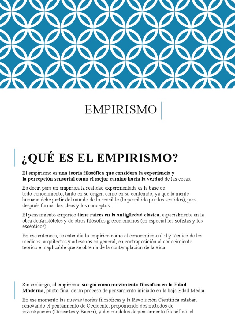 EMPIRISMO | PDF | Empirismo | Conocimiento
