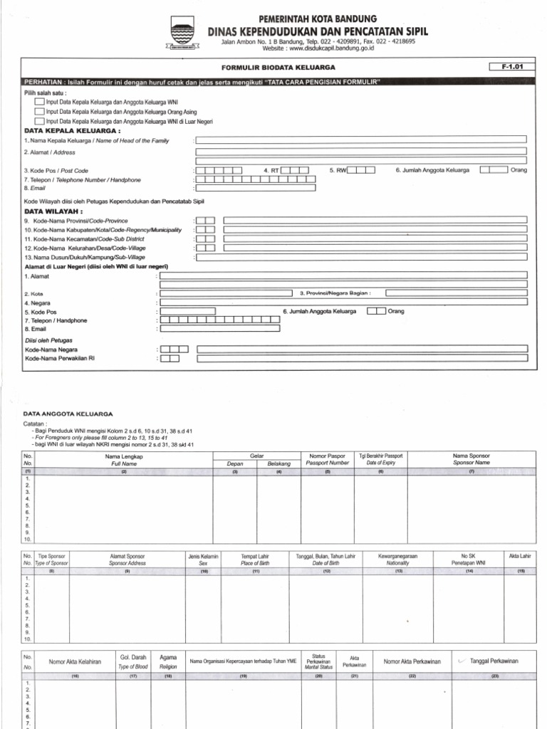 FORMULIR - BIODATA - (F1.01) (KK) - New PDF | PDF