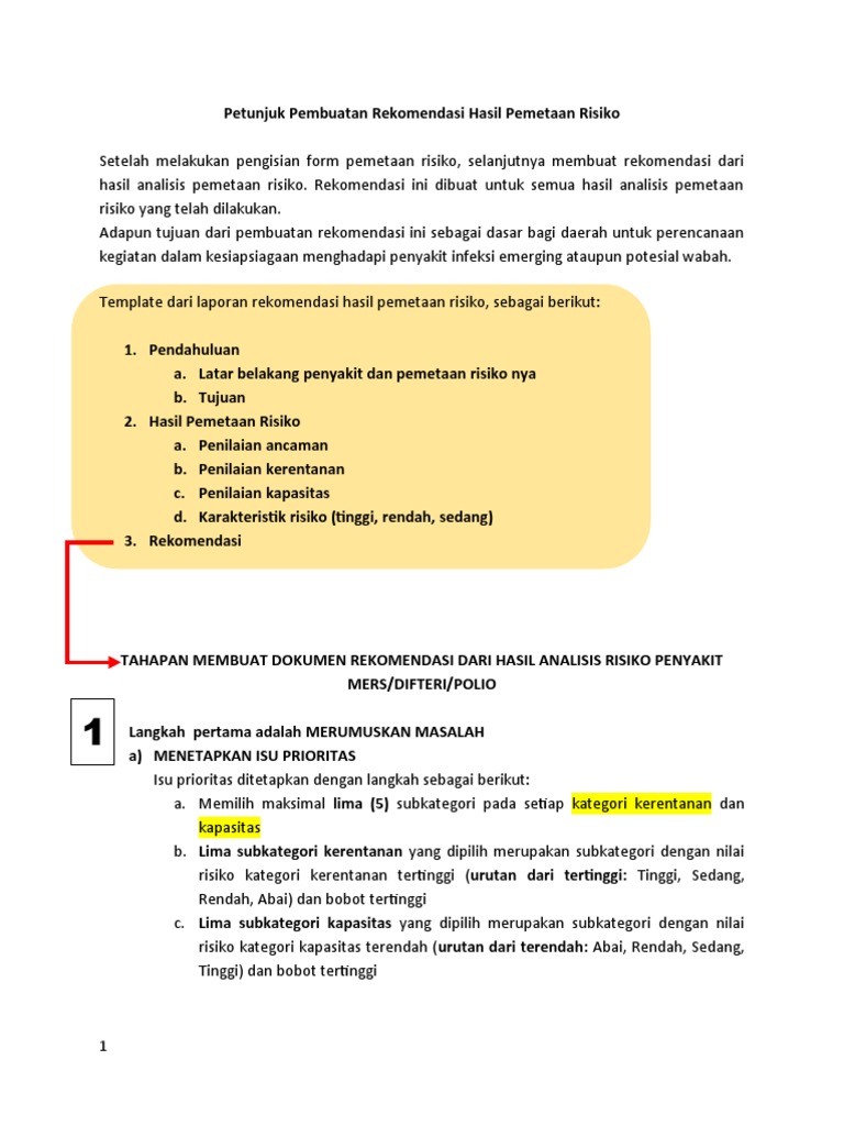Contoh Pembuatan Rekomendasi Hasil Pemetaan Risiko | PDF
