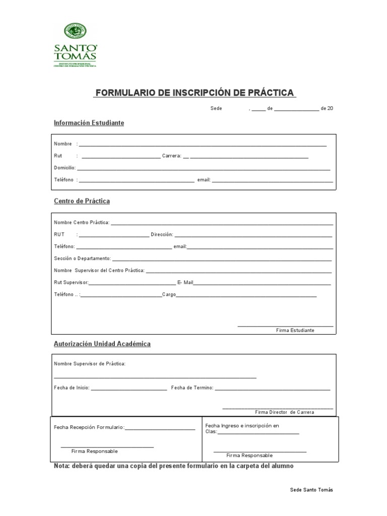 Formulario de Inscripción de Práctica Profesional SEPE | PDF