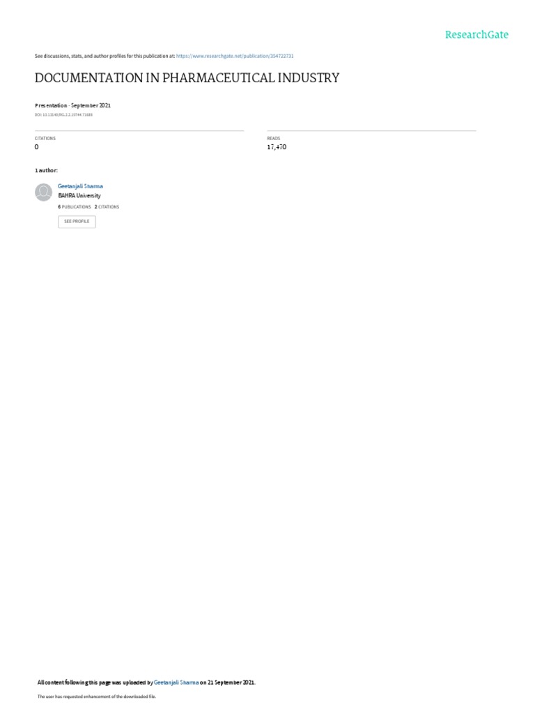 Documentation Pharmaceutical Industry | PDF | Generic Drug | Food And ...