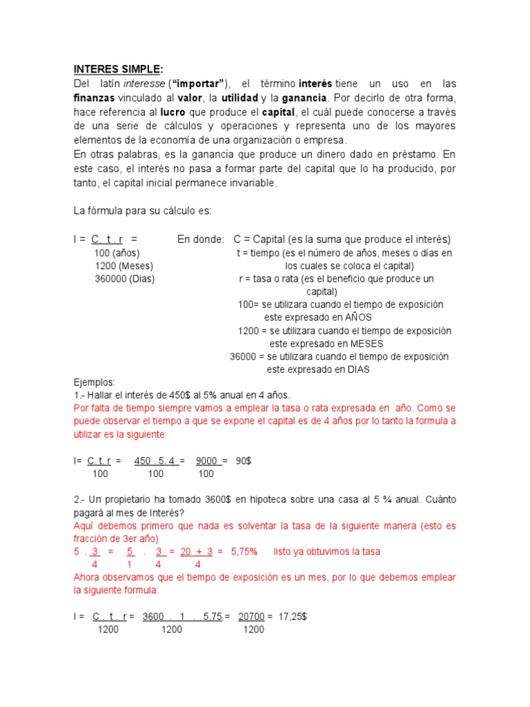 Interes Simple | PDF | Interés | Comercio