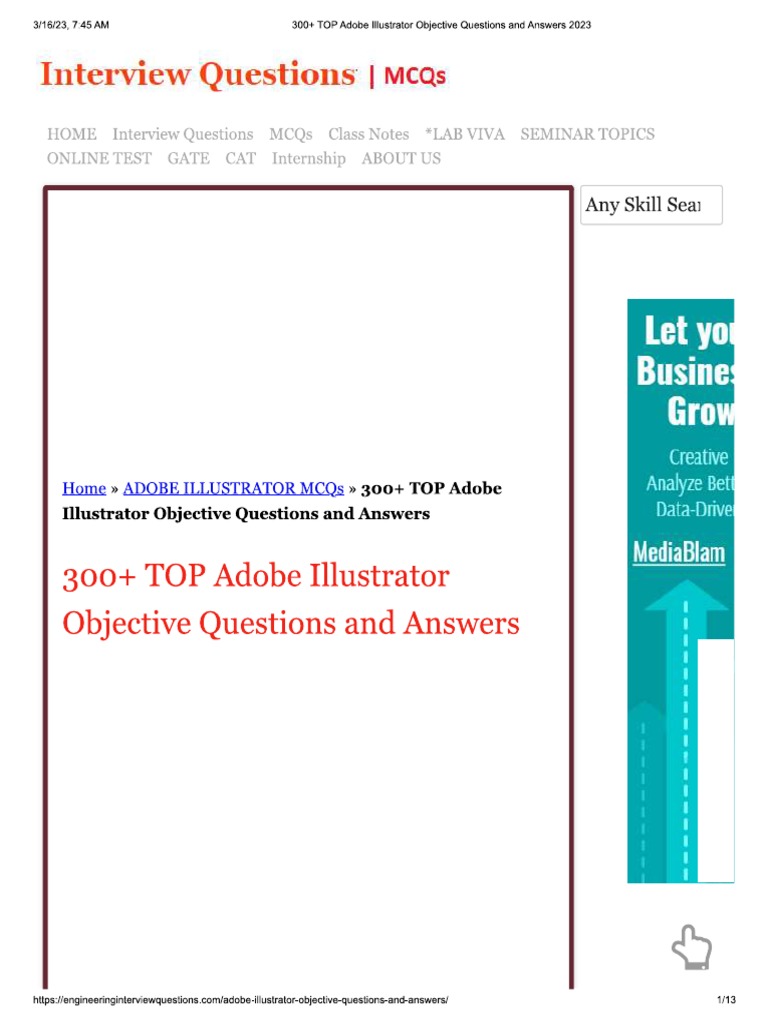 Ilustrator Certification Multiple Choice Questions | PDF
