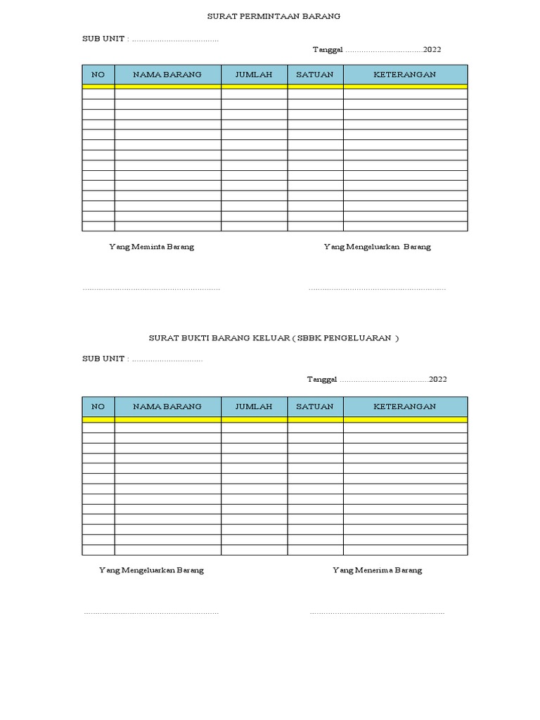 Format Surat Permintaan Barang | PDF