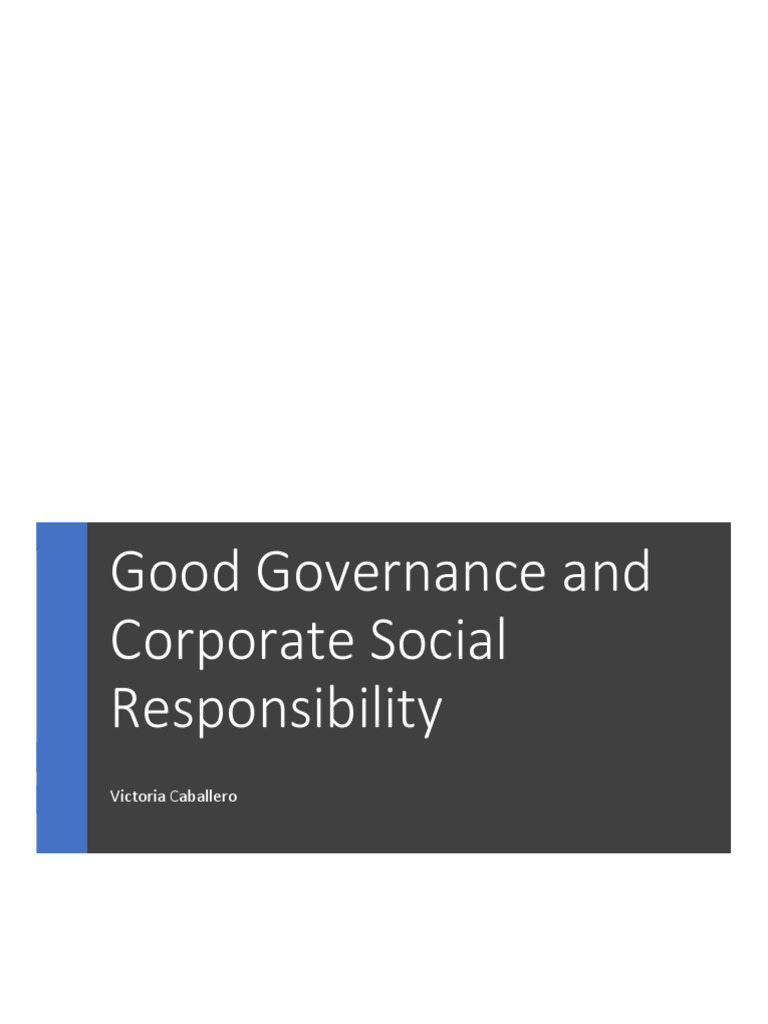 Good Governance and Corporate Social Responsibility Module PDF | PDF | Corporate Social ...