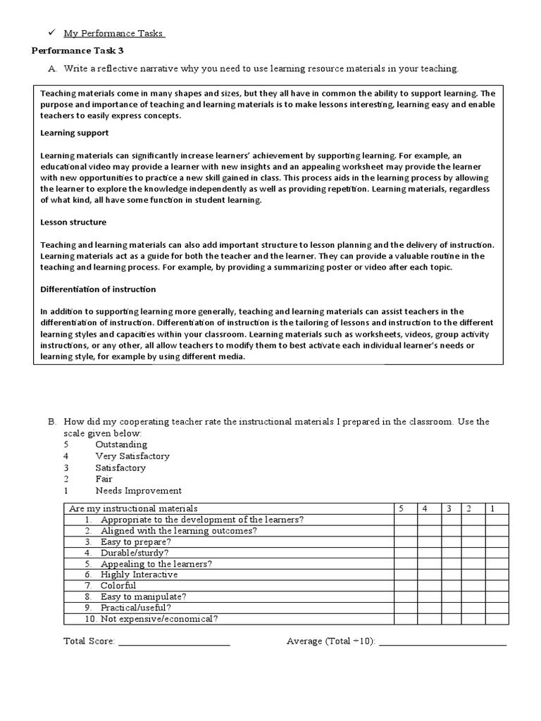 Performance Task 3: Learning Support | PDF | Learning | Teachers