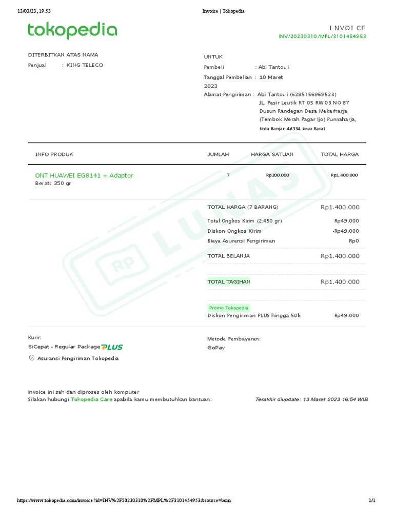 Contoh Nota Ont | PDF